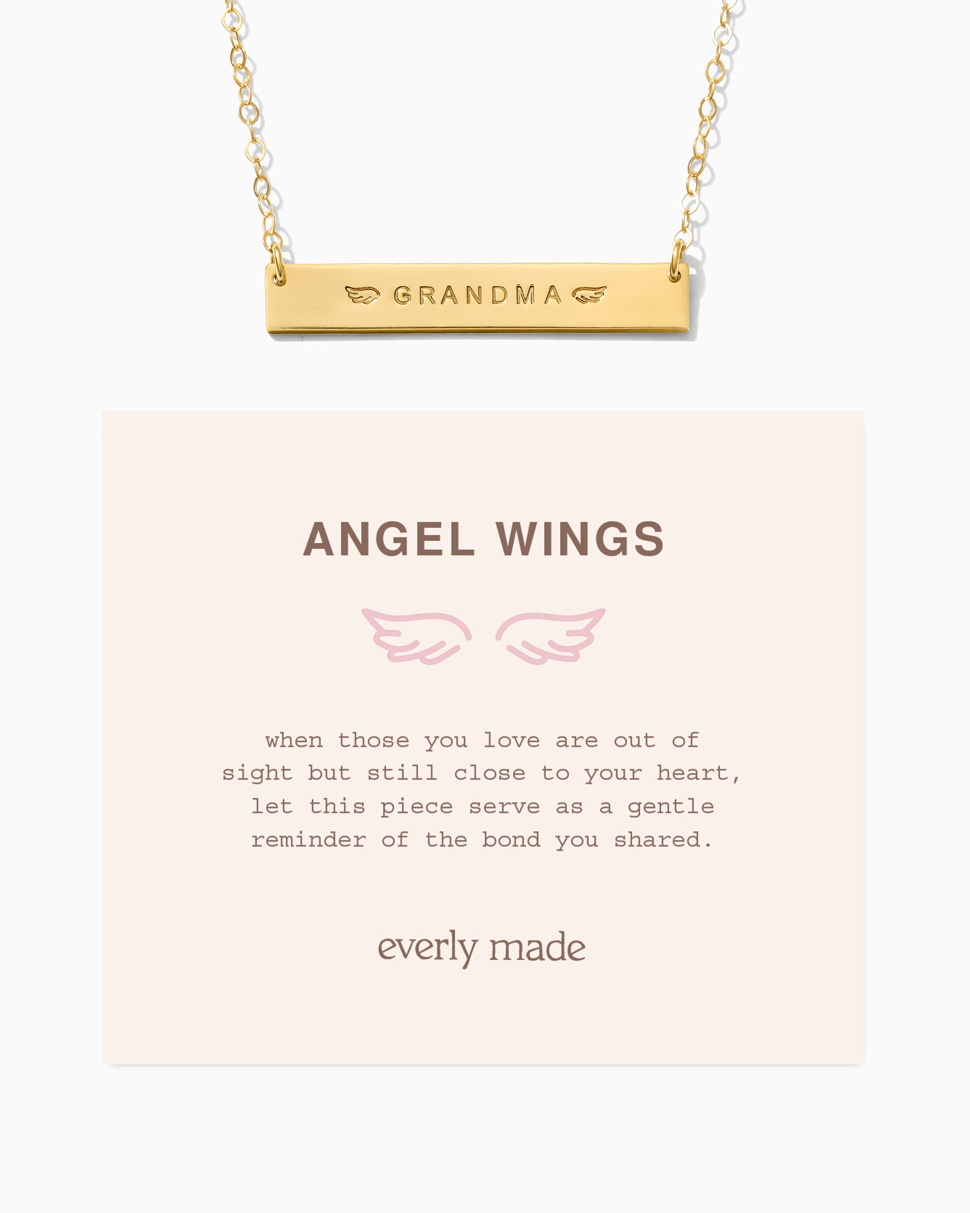 Angel Wings Necklace. Angel Bar Necklace - Everly Made